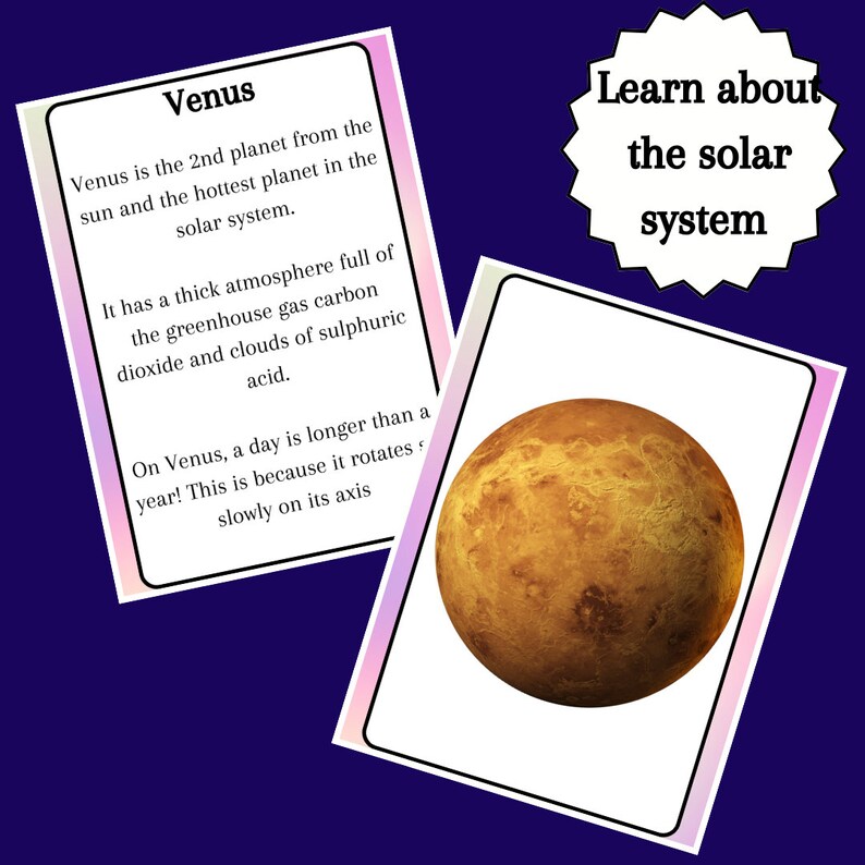 Printable Solar System Flashcard Montessori Science for Kids Astronomy ...