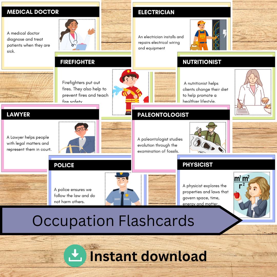 Occupation Flashcards for Kids – Fun and Educational Printable! - Etsy