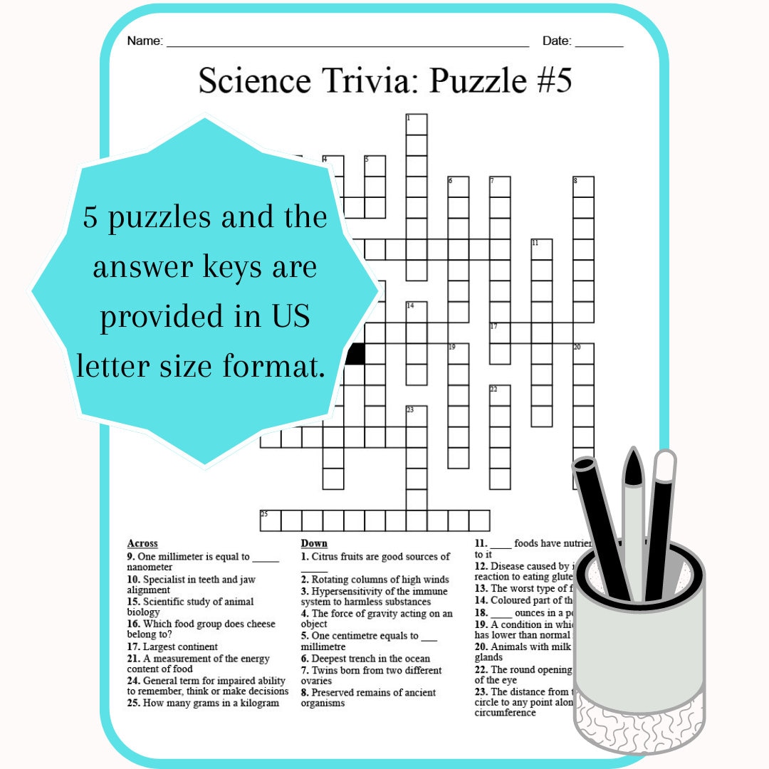 Science Trivia Crossword Puzzle - Etsy