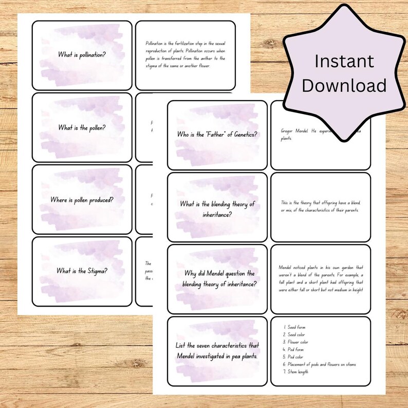 Genetics Flashcards: Biology Study Cards for Students (116, Instant ...