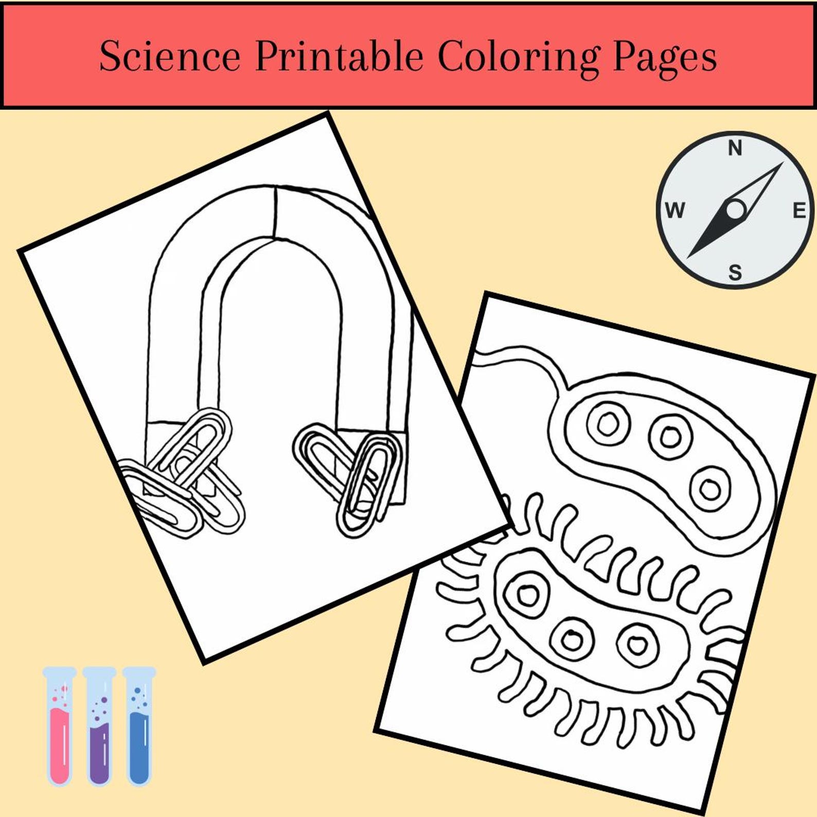 Science Printable Coloring Pages for Kids - Etsy