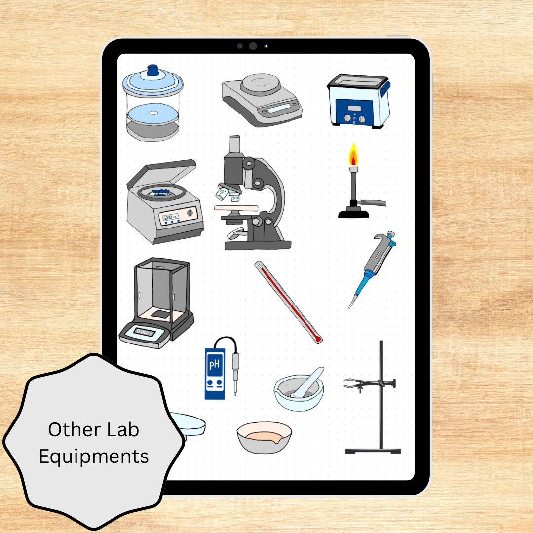 Lab Equipment Digital Stickers Hand Drawn Sickers for Note Taking and ...