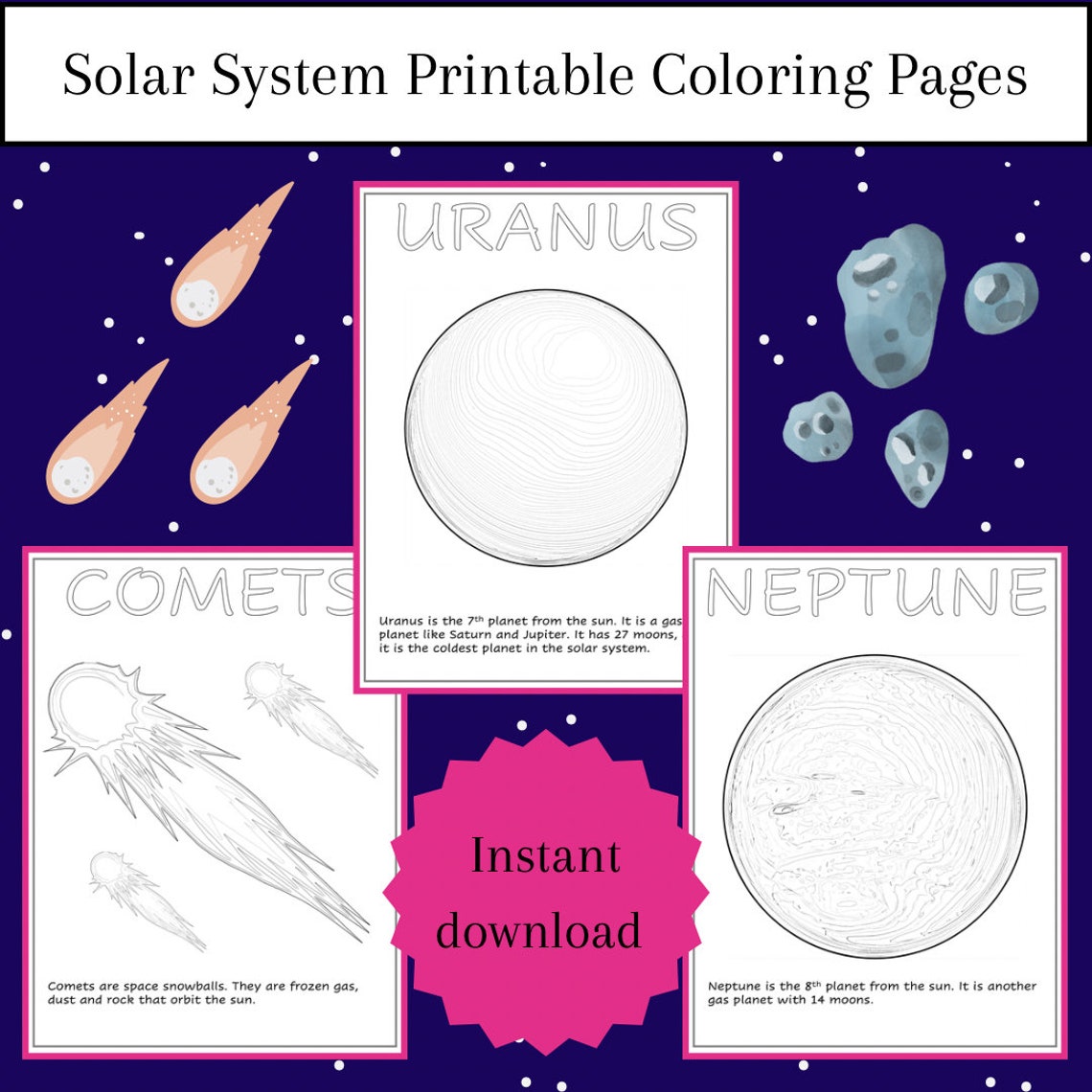 Solar System Printable Coloring Book Pages for Kids in Preschool ...