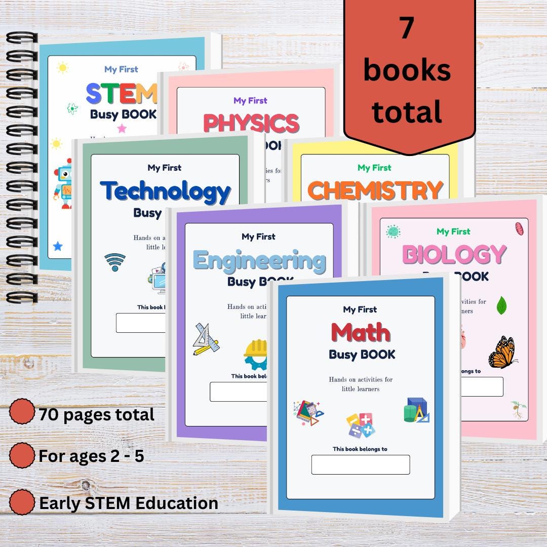 STEM Busy Book Bundle for Preschool and Kindergarten Age Kids - Etsy