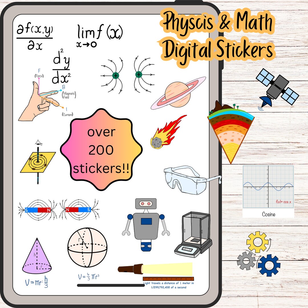 Physics and Math Digital Sticker Bundle for Note Taking With Goodnotes ...