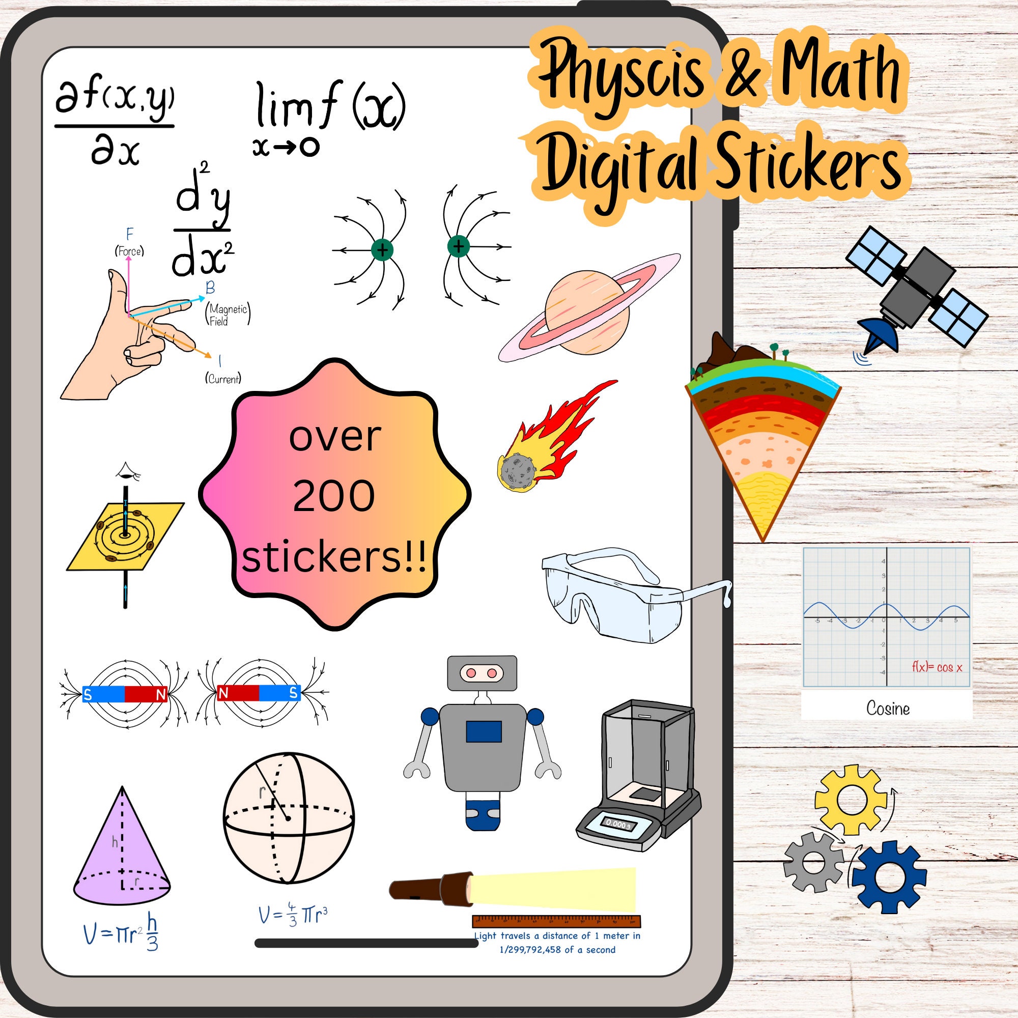 Physics and Math Digital Sticker Bundle for Digital Note Taking Pre ...