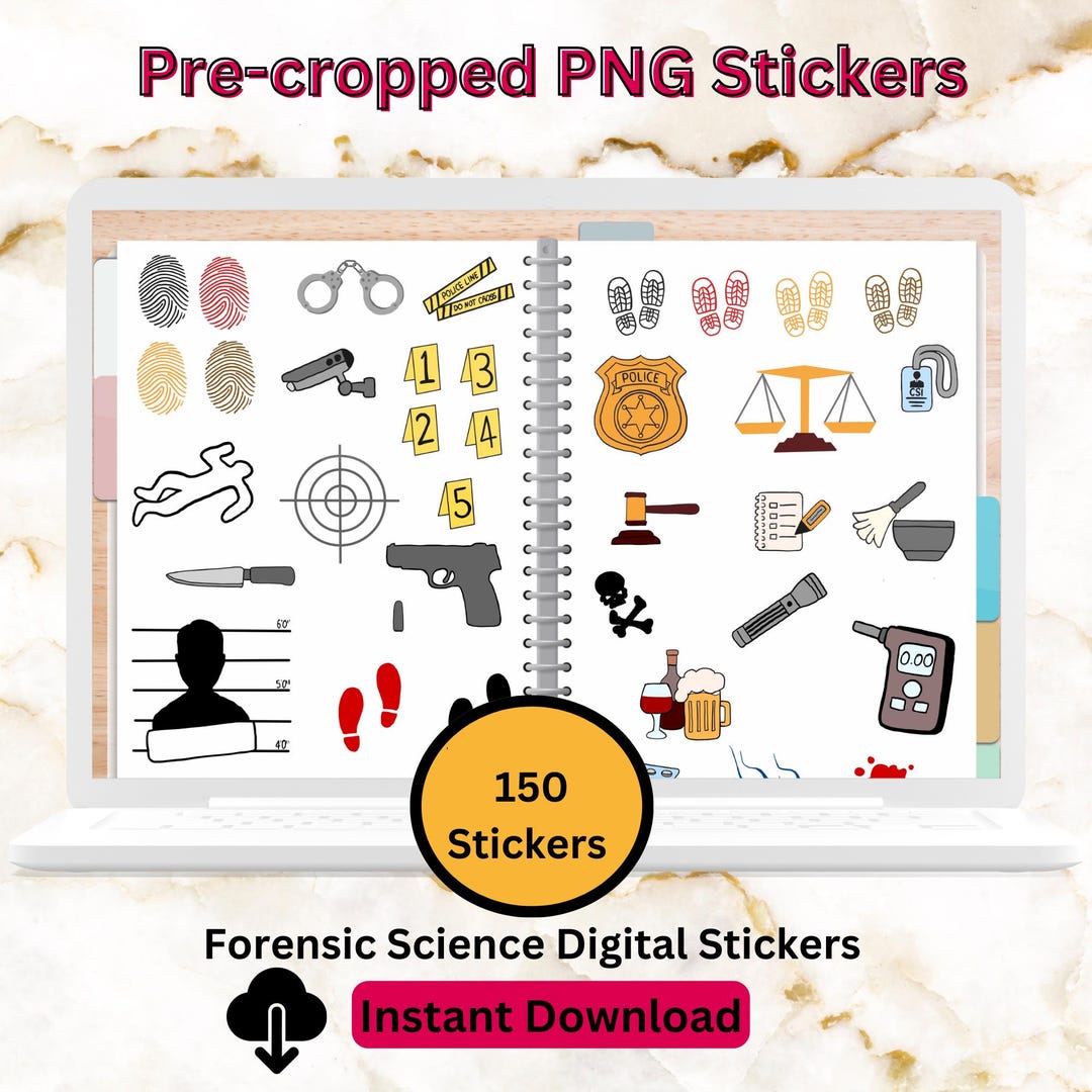 Forensic Science Digital Sticker Pack - 150 Pre-cropped PNG Stickers ...