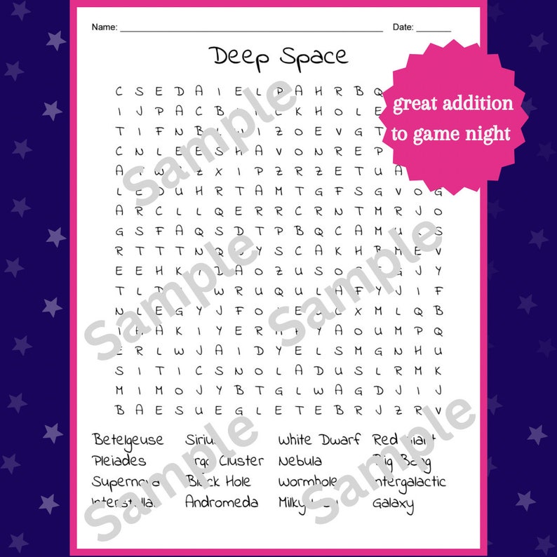 Word Search Printable Space Theme Puzzle to Improve Vocabulary - Etsy