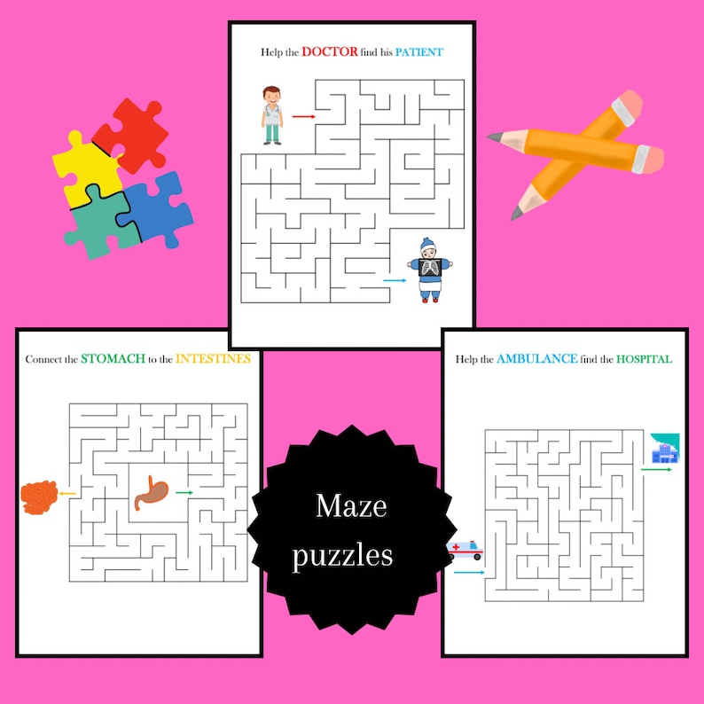 Human Anatomy Printable Coloring and Activity Book for Kids With Word ...