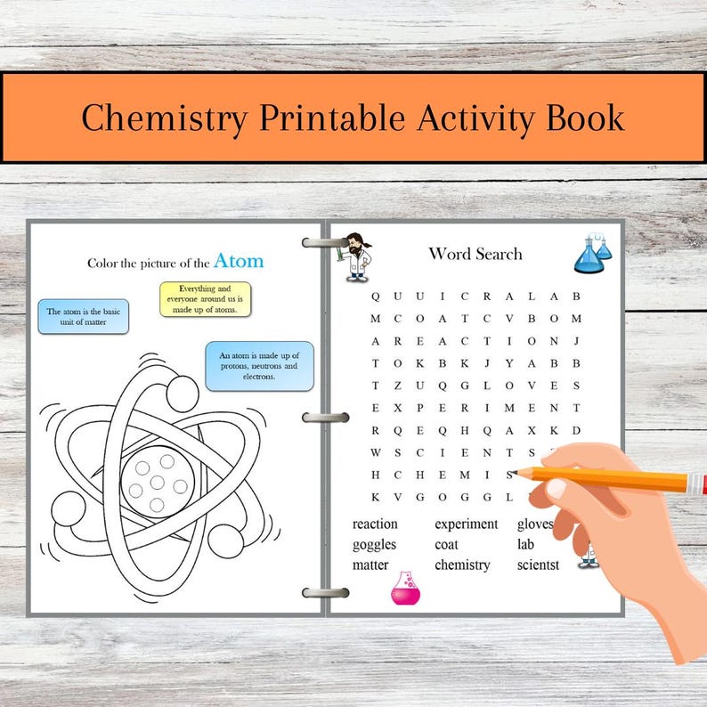 Chemistry Coloring and Activity Book for Kids Age 4‑7 | Printable PDF ...