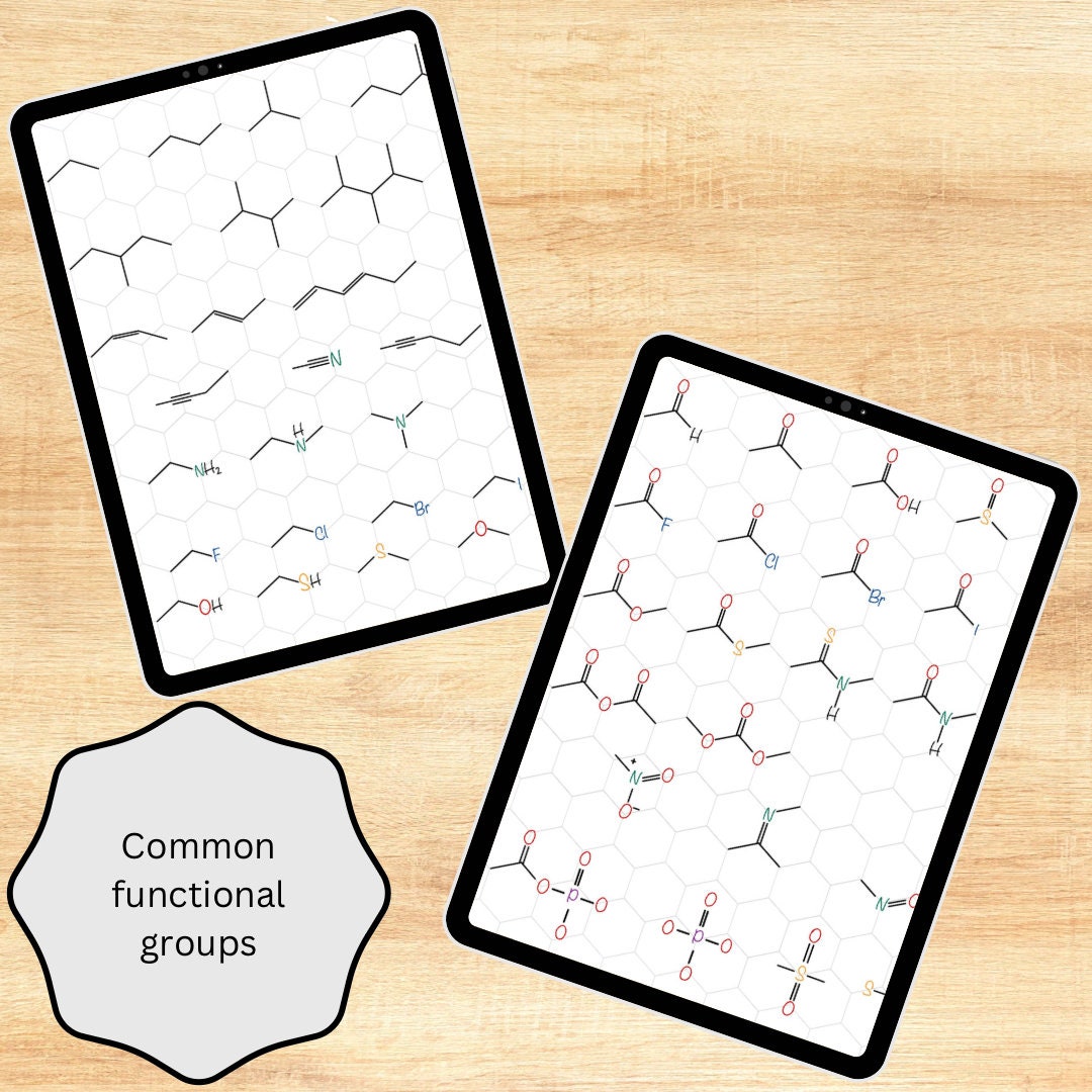 Goodnotes Organic Chemistry Editable Molecules and Common Functional ...