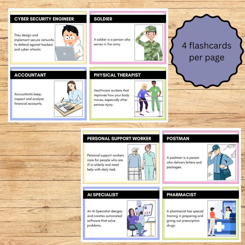 Occupation Flashcards for Kids – Fun and Educational Printable! - Etsy