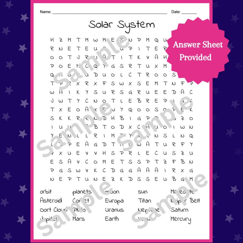 Word Search Printable Space Theme Puzzle to Improve Vocabulary - Etsy