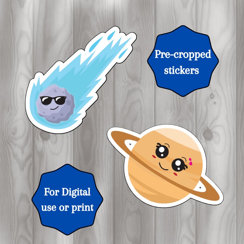 Solar System Printable Stickers and Digital Clip Art Printable Planets ...