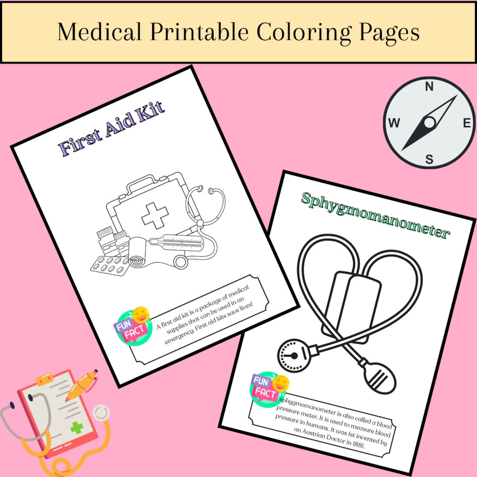 Medical Printable Coloring Pages – Fun & Educational for Kids - Etsy