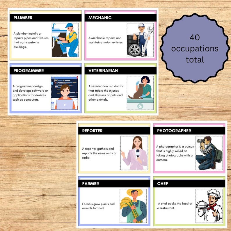 Occupation Flashcards for Kids – Fun and Educational Printable! - Etsy