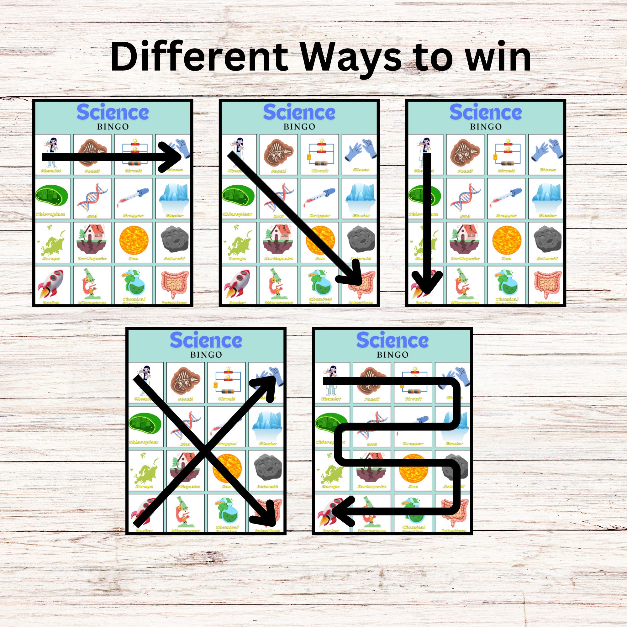 Science Printable Bingo Cards for Kids, Teens, Adults Game Night ...