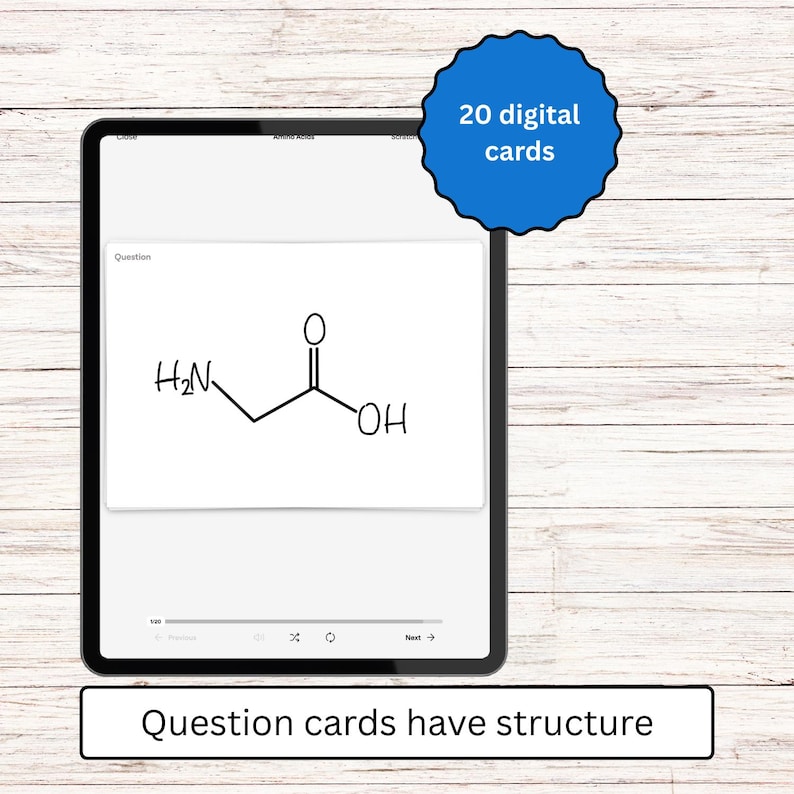 Amino Acid Structure Digital Flashcards for Goodnotes | Biochemistry ...
