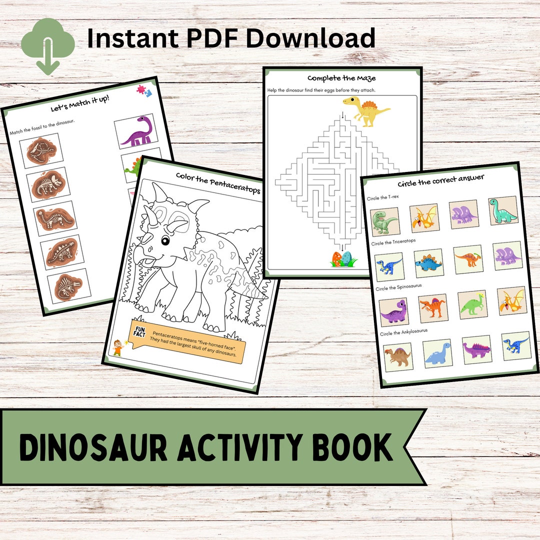 Dinosaur Activity and Coloring Book for Kids Printable Coloring Book ...