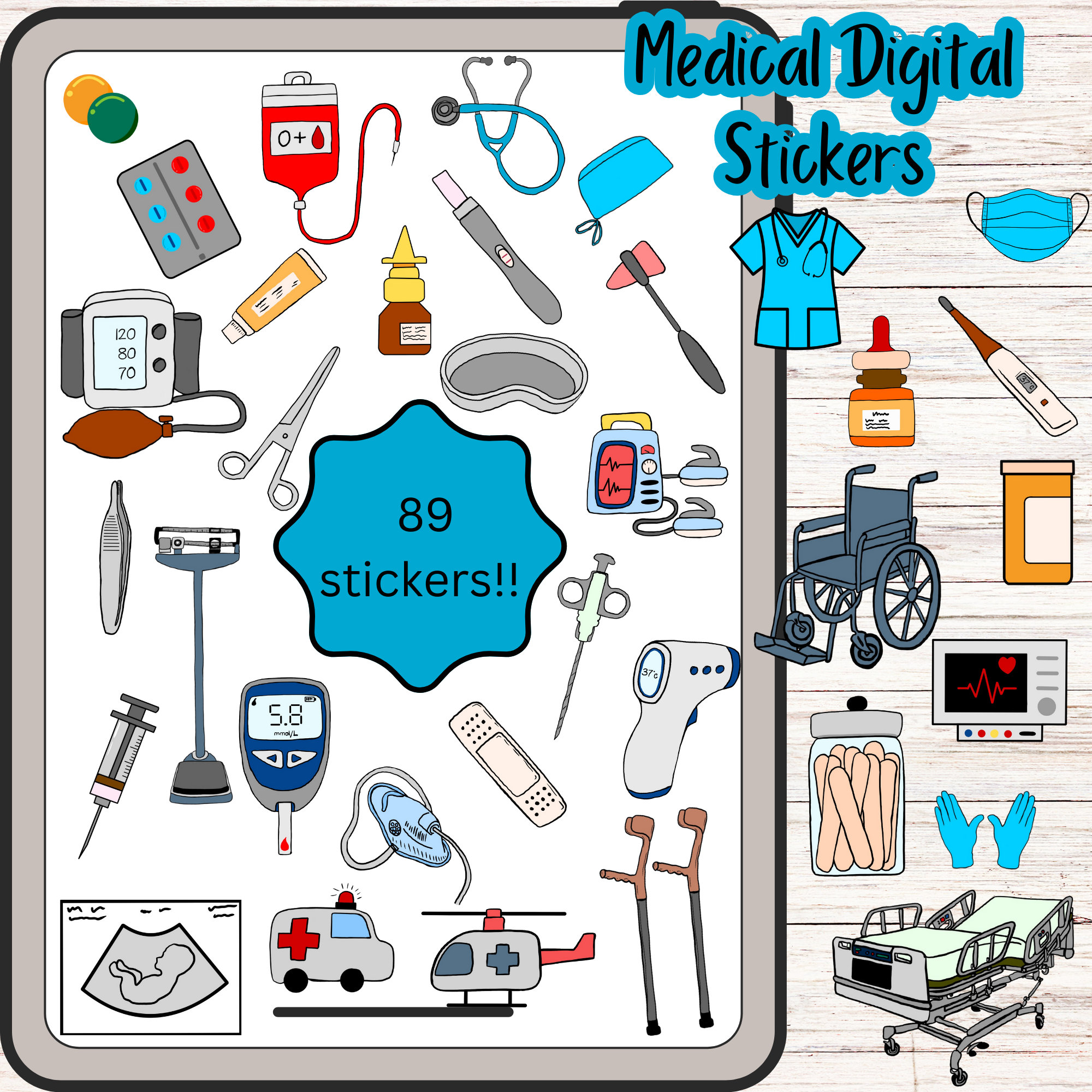 Medical Equipment Digital Stickers for Notes and Presentations - Etsy