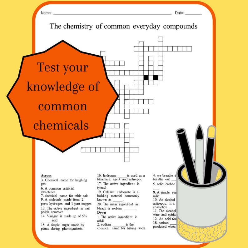 Chemistry Crossword Puzzles – Printable Educational Activity (set of 4 ...