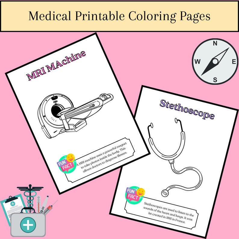Medical Printable Coloring Pages – Fun & Educational for Kids - Etsy