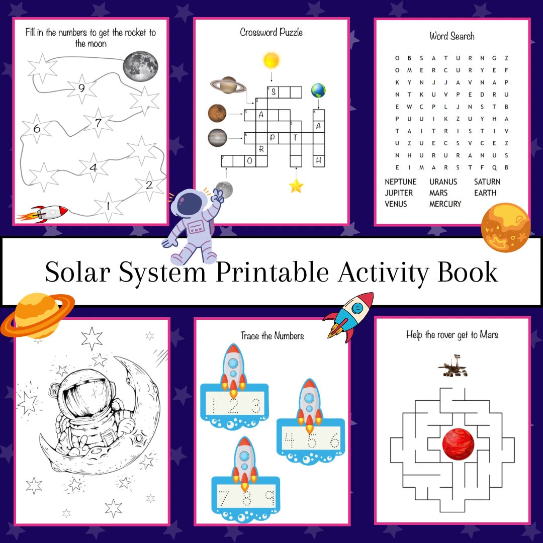Solar System Printable Coloring and Activity Book for Kids - Etsy