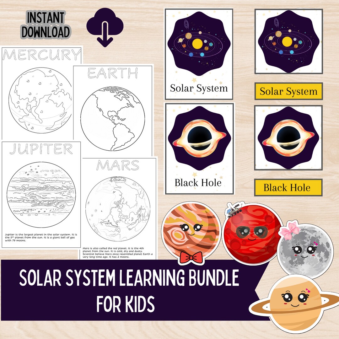 Solar System Learning and Activity Bundle for Kids Printable Coloring ...