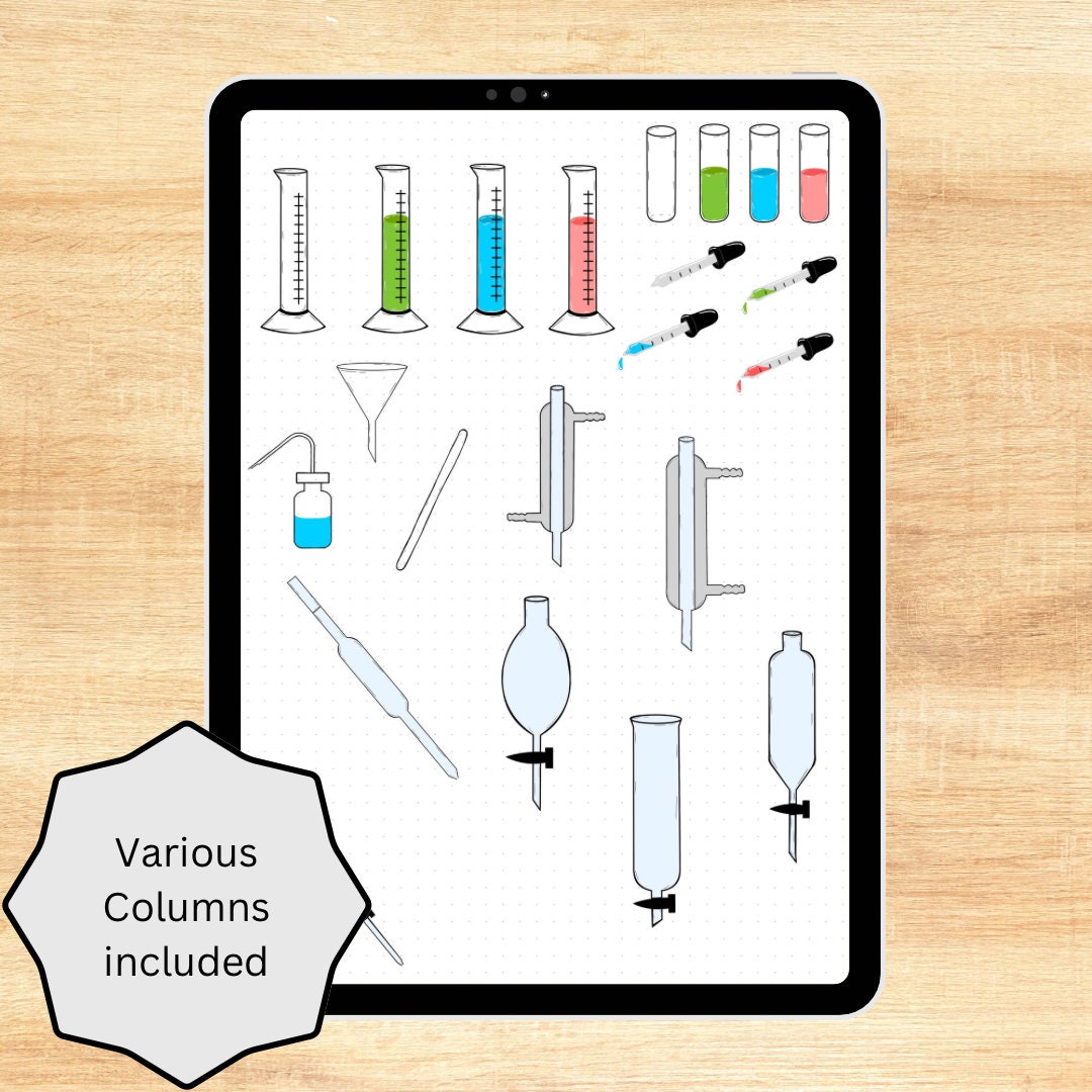 Lab Equipment Digital Stickers Hand Drawn Sickers for Note Taking and ...
