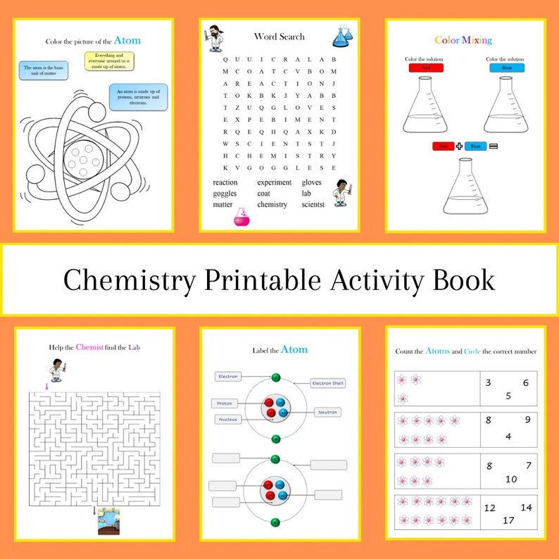 Chemistry Coloring and Activity Book for Preschool and Kindergarten ...