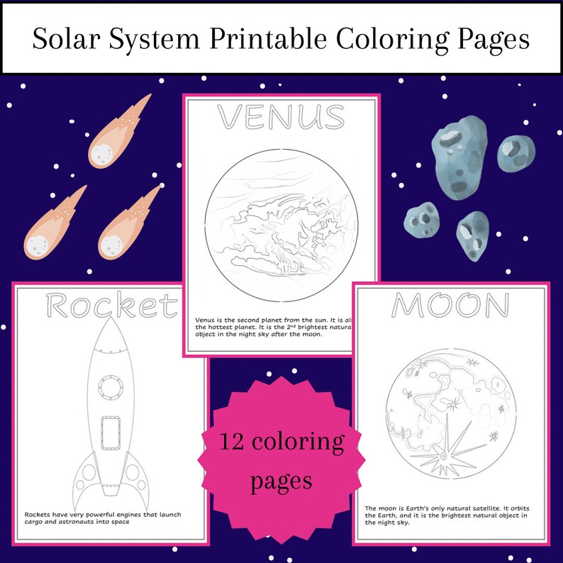 Solar System Printable Coloring Book Pages for Kids in Preschool ...