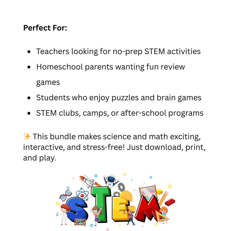 Printable STEM Crossword Puzzle Bundle: Science, Math, Technology (PDF ...