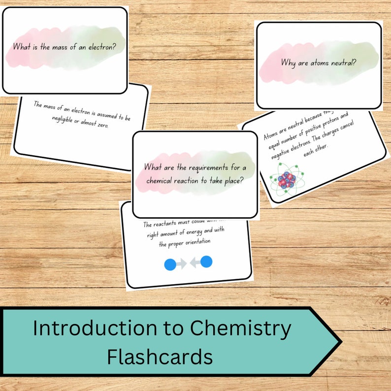 Chemistry Flashcards: Atomic Structure, Reactions, Bonding (printable ...