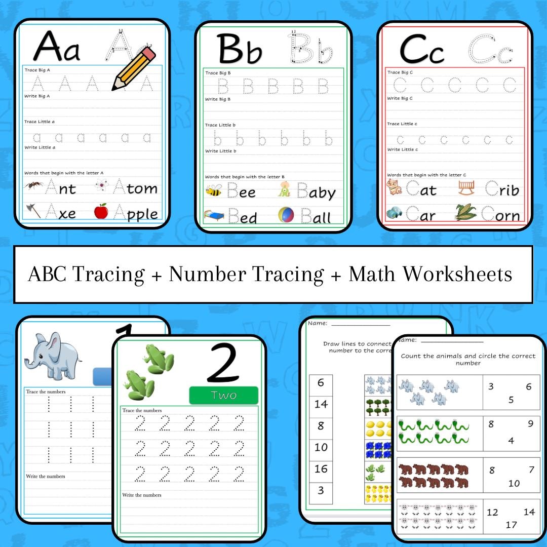 Preschool Learning Printable Bundle – ABC Tracing, Number Tracing ...