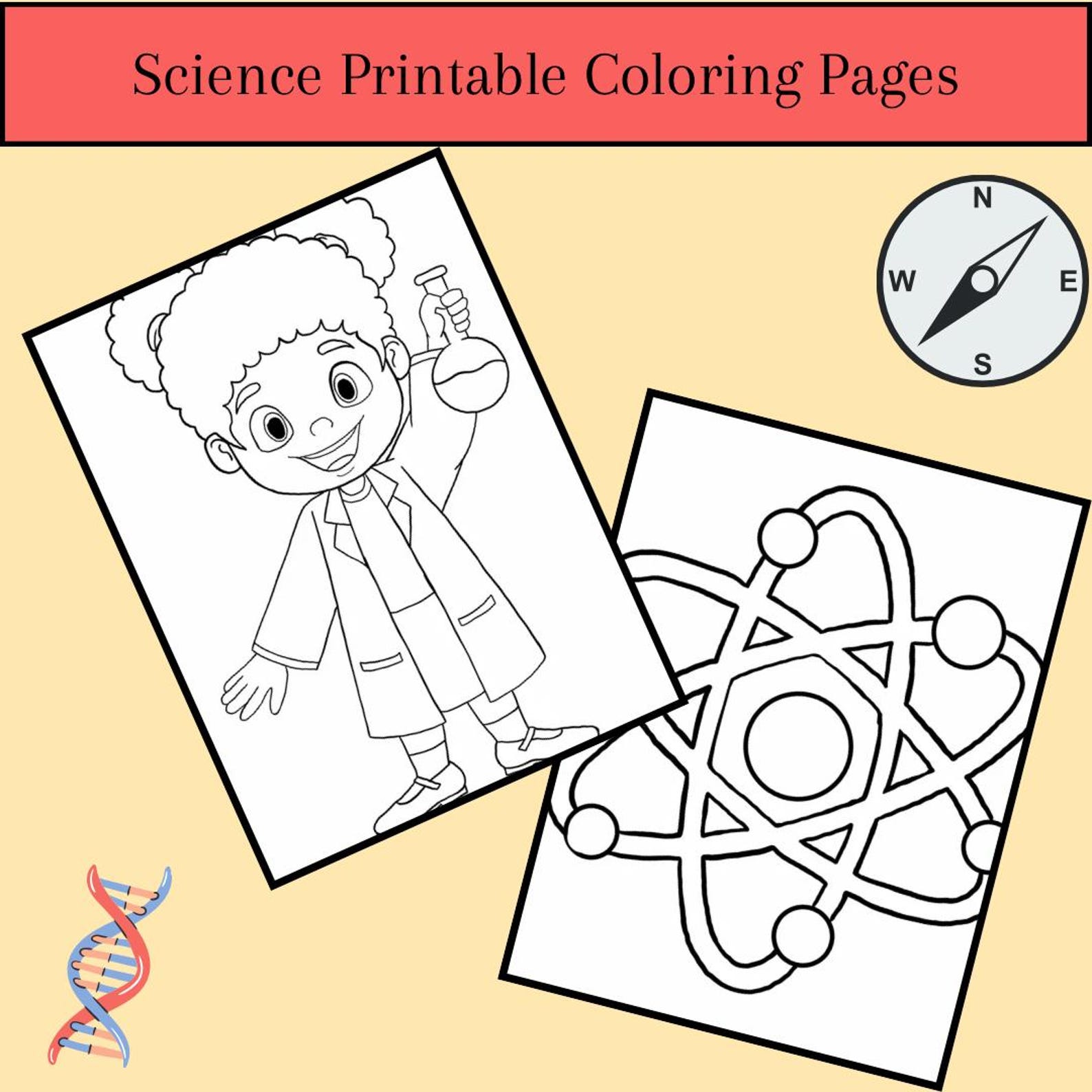 Science Printable Coloring Pages for Kids - Etsy