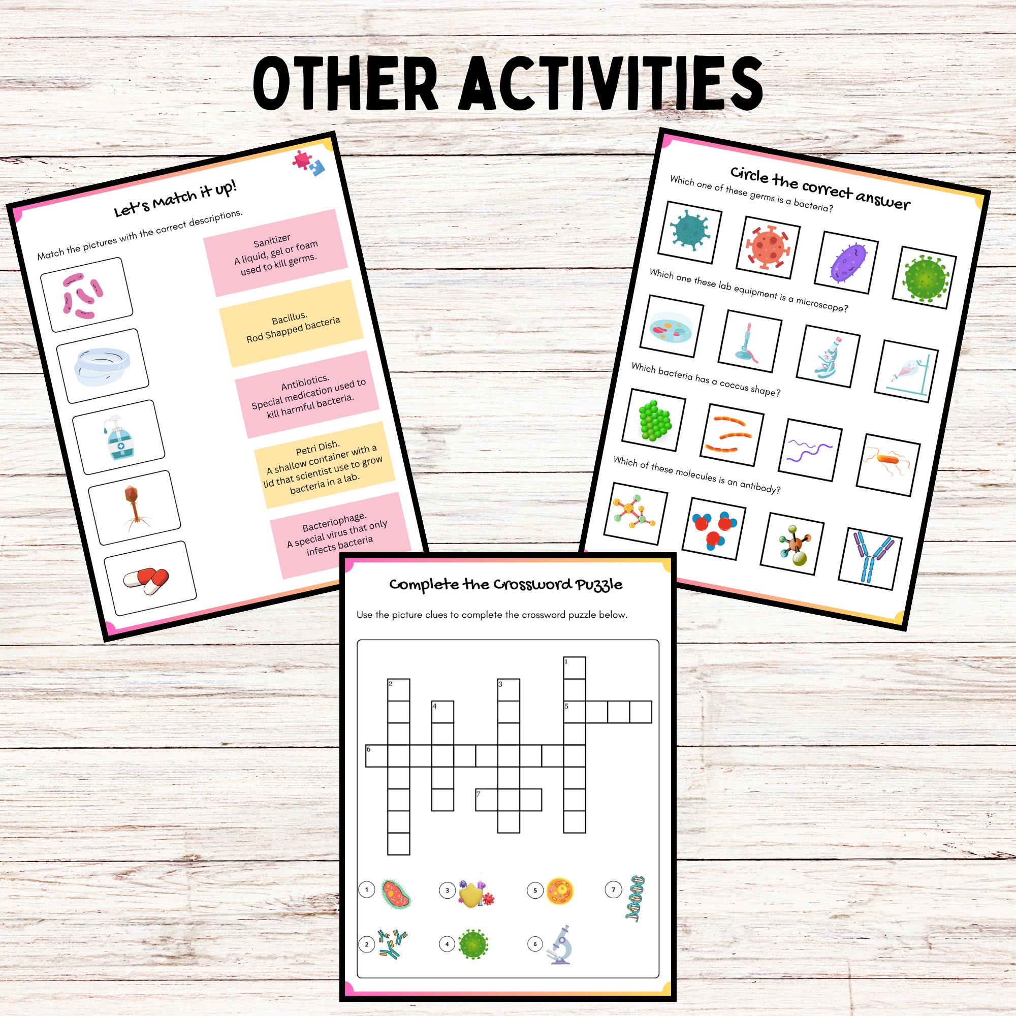 Germs Printable Activity and Coloring Book for Kids With Mazes ...