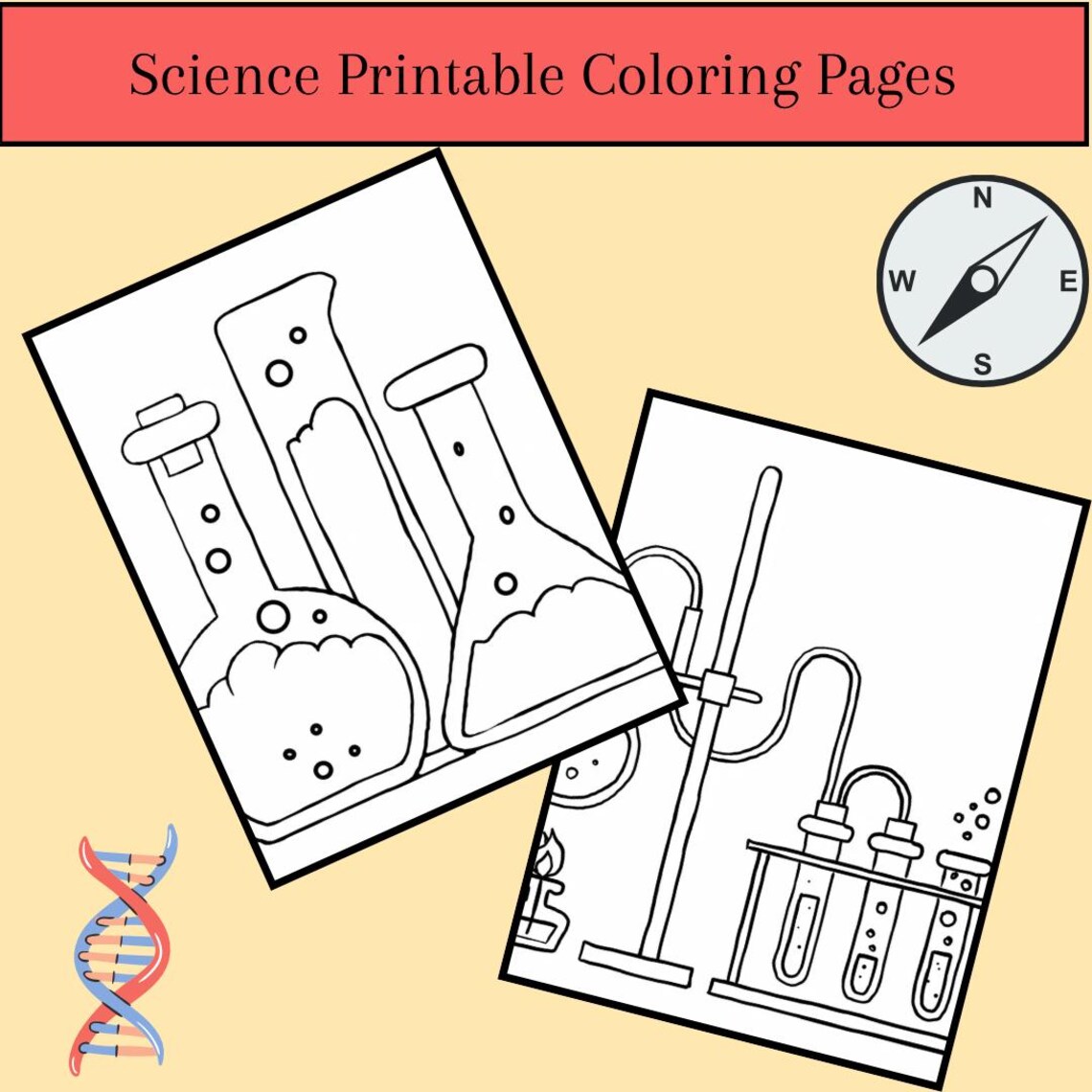 Science Printable Coloring Pages for Kids - Etsy