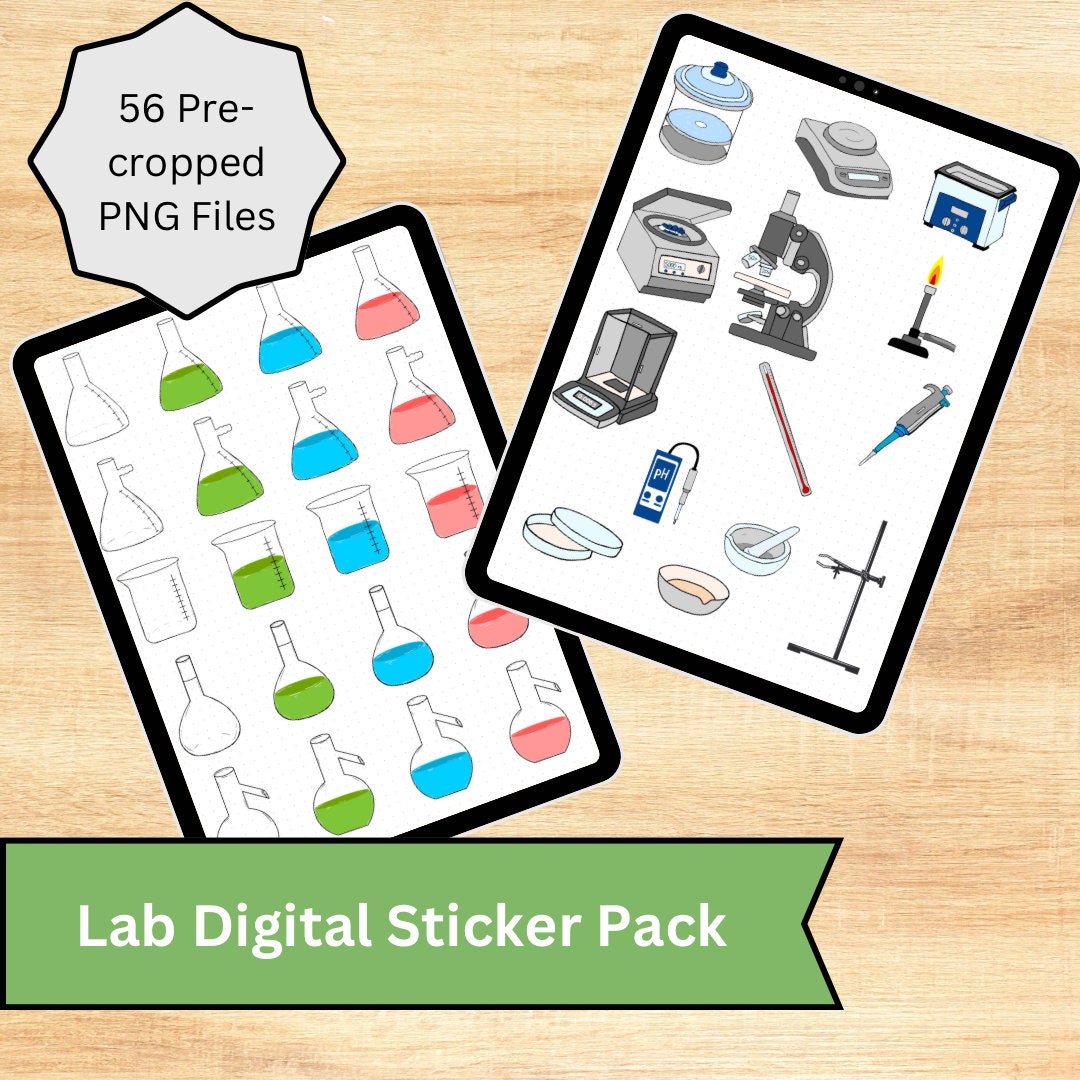 Lab Equipment Digital Stickers Hand Drawn Sickers for Note Taking and ...