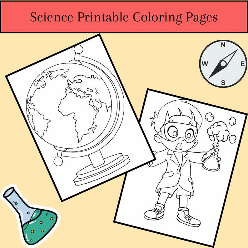 Science Printable Coloring Pages for Kids - Etsy