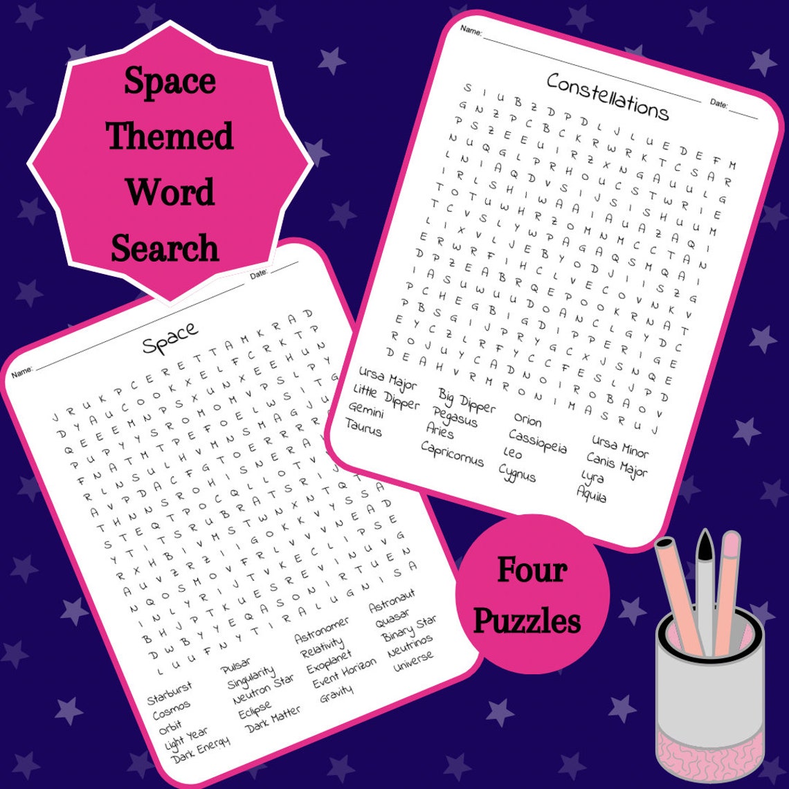 Word Search Printable Space Theme Puzzle to Improve Vocabulary - Etsy