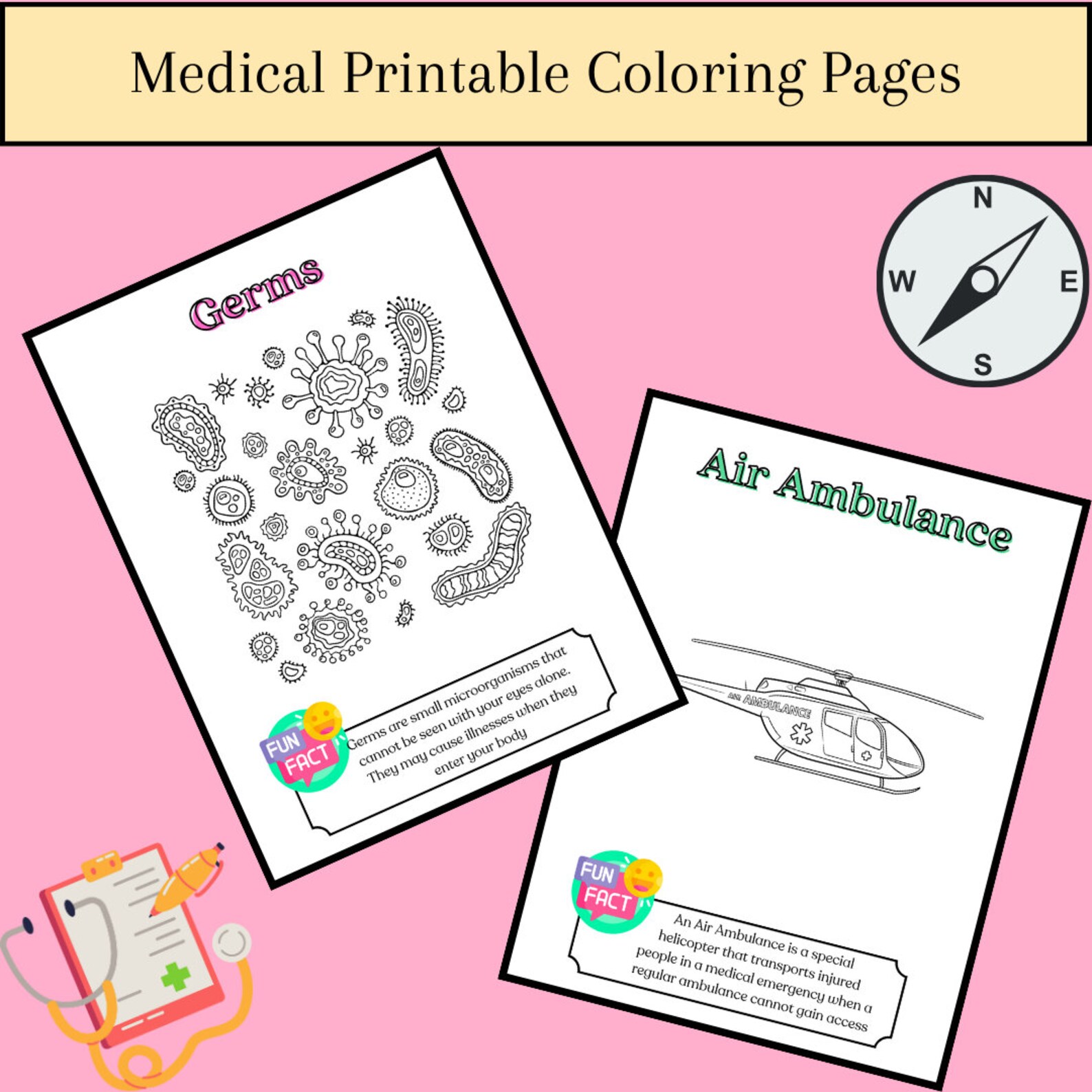 Medical Printable Coloring Pages – Fun & Educational for Kids - Etsy