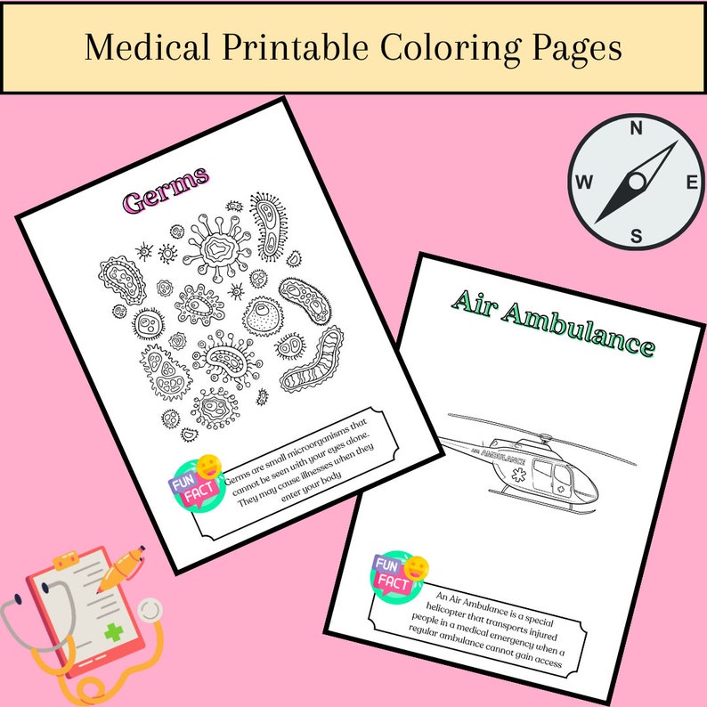 Medical Coloring Pages for Kids Printable Coloring Book - Etsy