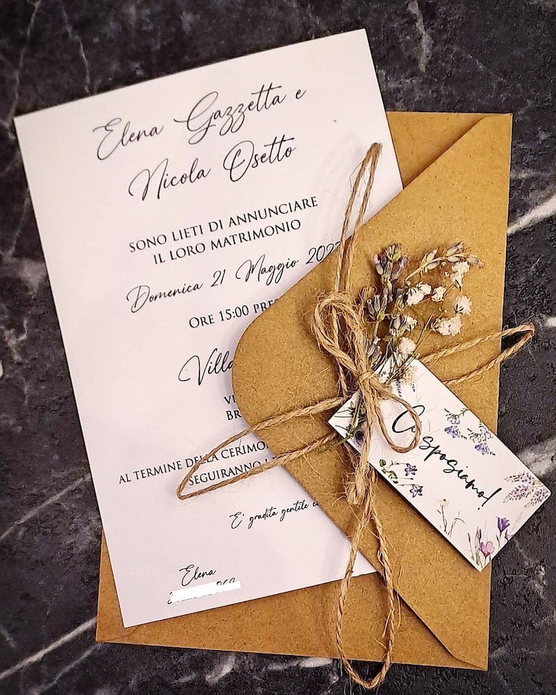 Partecipazioni di matrimonio inviti nozze con lavanda e fiori - Etsy Italia