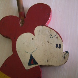 Mickey Mouse, Wooden, Push- Along Walking Toy, Rare, Attic Find ...