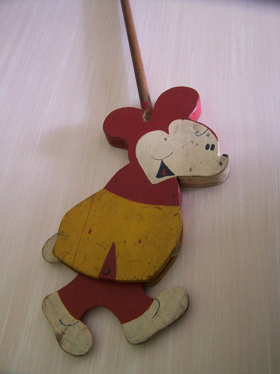Mickey Mouse Wooden Push Along Walking Toy Rare Attic - Etsy