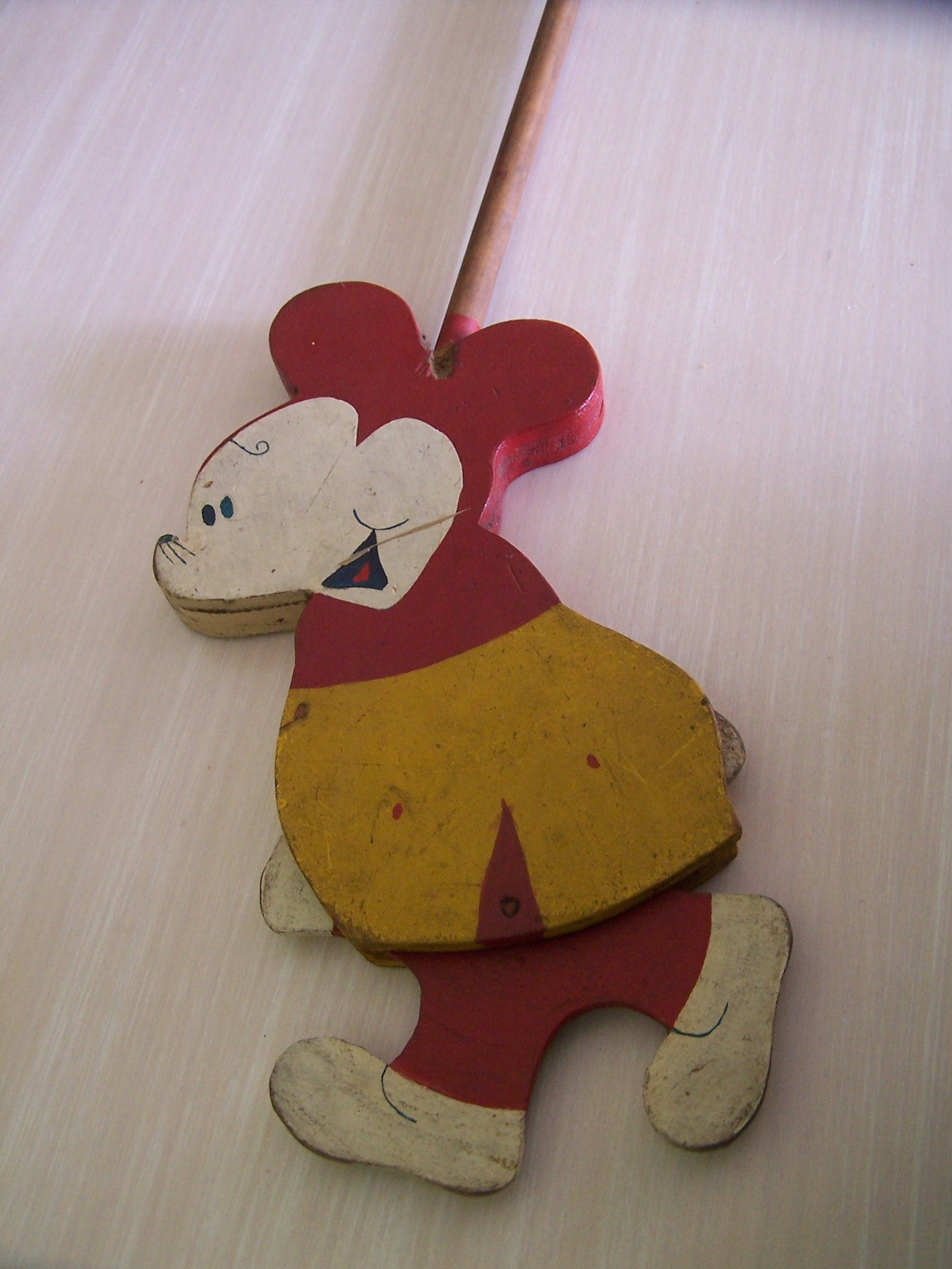 Mickey Mouse Wooden Push Along Walking Toy Rare Attic - Etsy