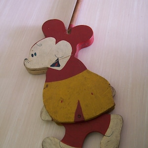 Mickey Mouse, Wooden, Push- Along Walking Toy, Rare, Attic Find ...