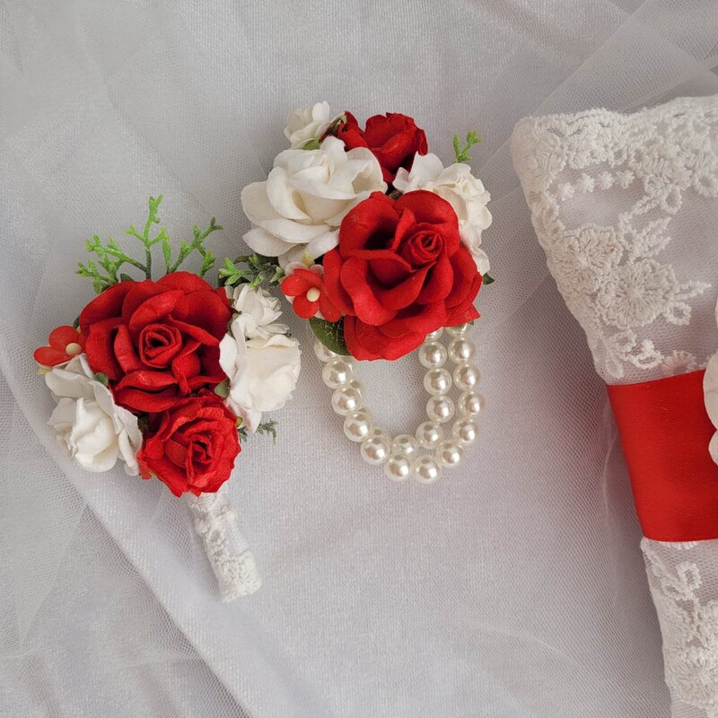 Red White Corsage - Etsy