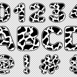 Cow Alphabet SVG Animal Print Font Letters, Number & Symbols Digital ...