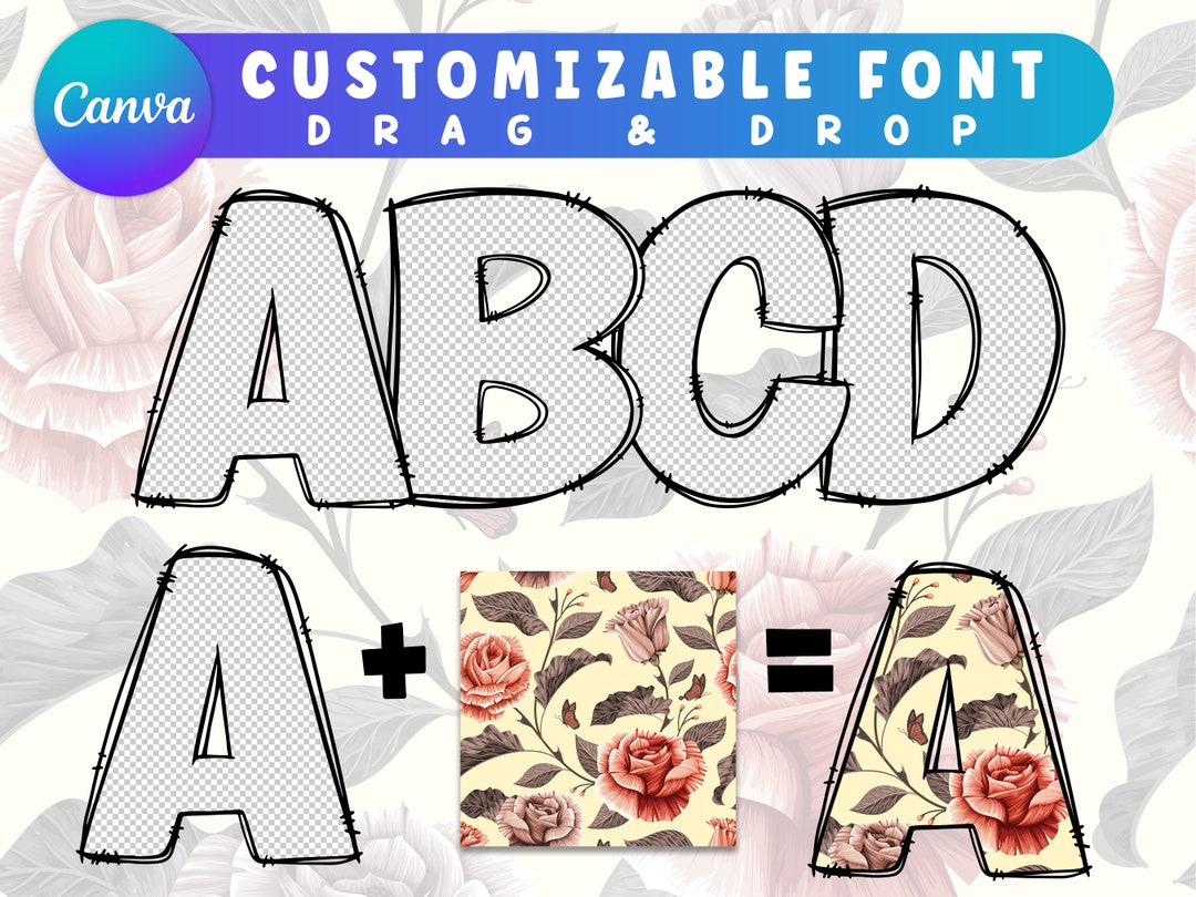 Uppercase Customizable Doodle Alphabet for Canva Fill Your Own Design ...